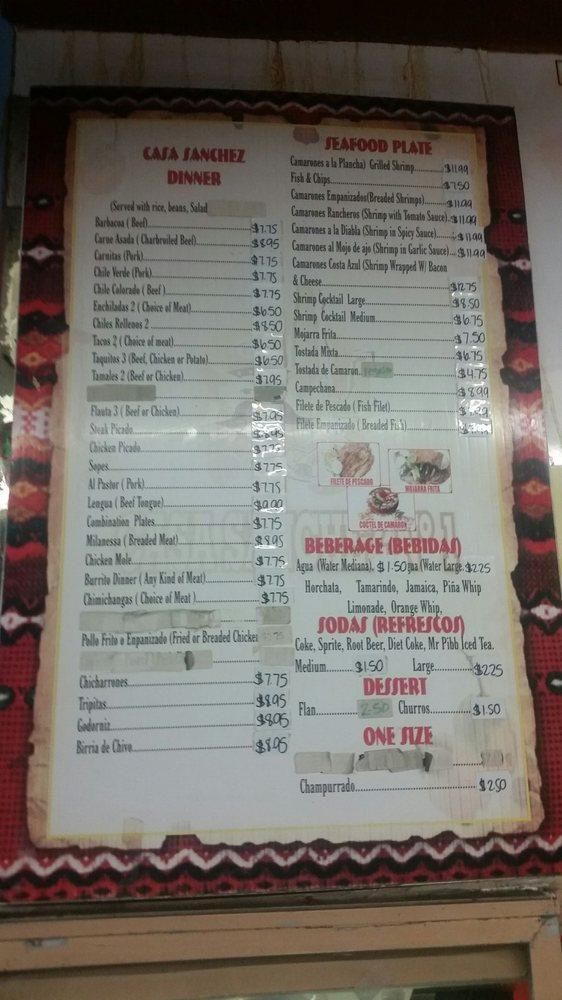 Menu at Casa Sanchez #1 restaurant, Long Beach, E Anaheim St