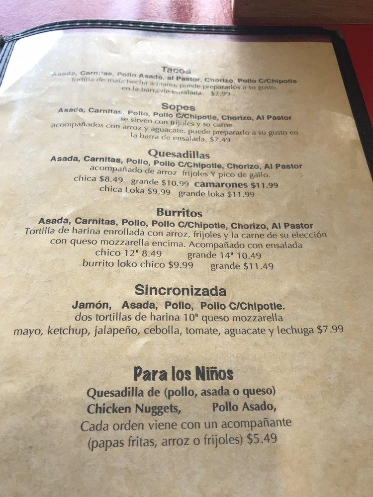 Menu at El Mejor Sabor Bakery & Restaurant, Apopka
