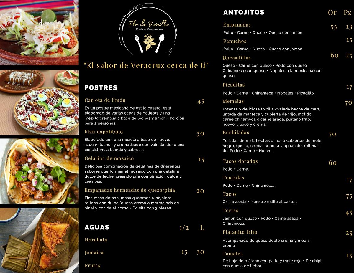 Menu at Flor de Vainilla - Cocina Veracruzana restaurant, San Nicolás ...