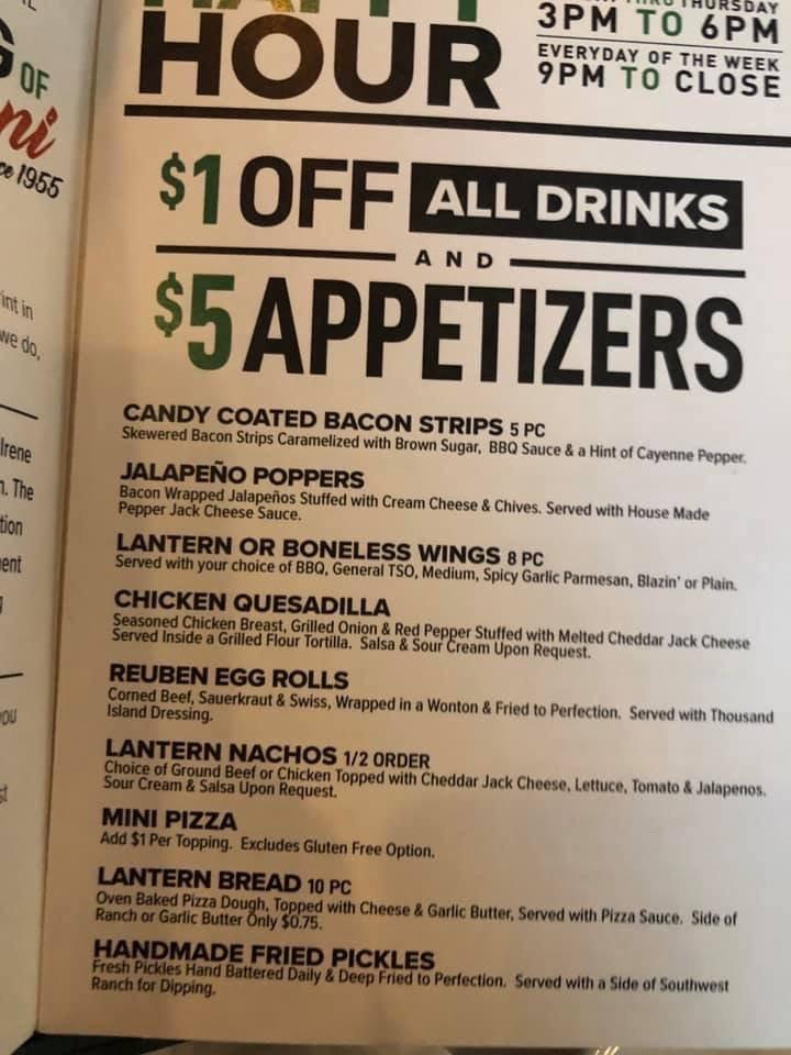 Menu at Green Lantern Pizza pub & bar, Berkley