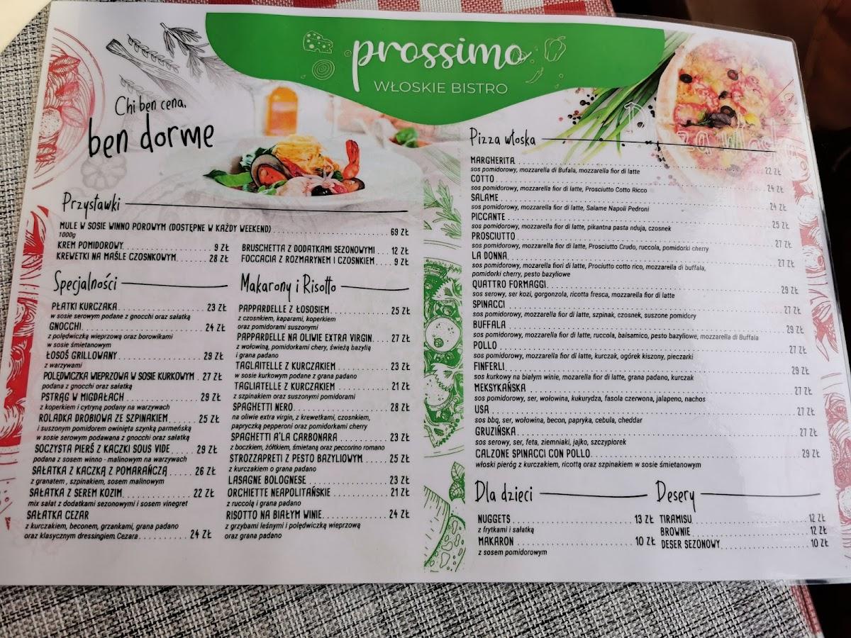 Menu at PROSSIMO - włoskie bistro, Miechów