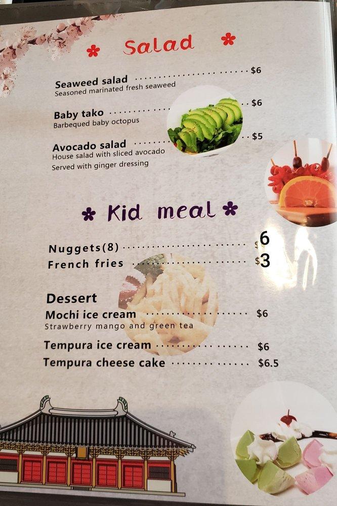 Menu at Sam Ramen restaurant, Pasadena