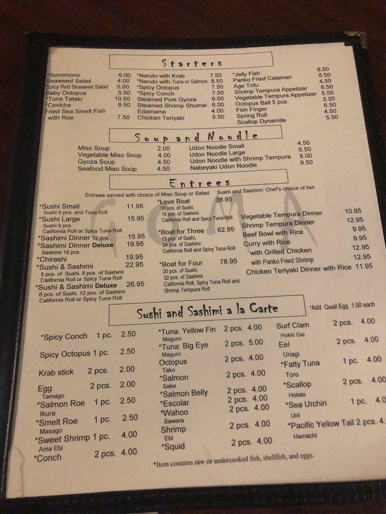 Menu at Sushi Goma restaurant, Port St. Lucie