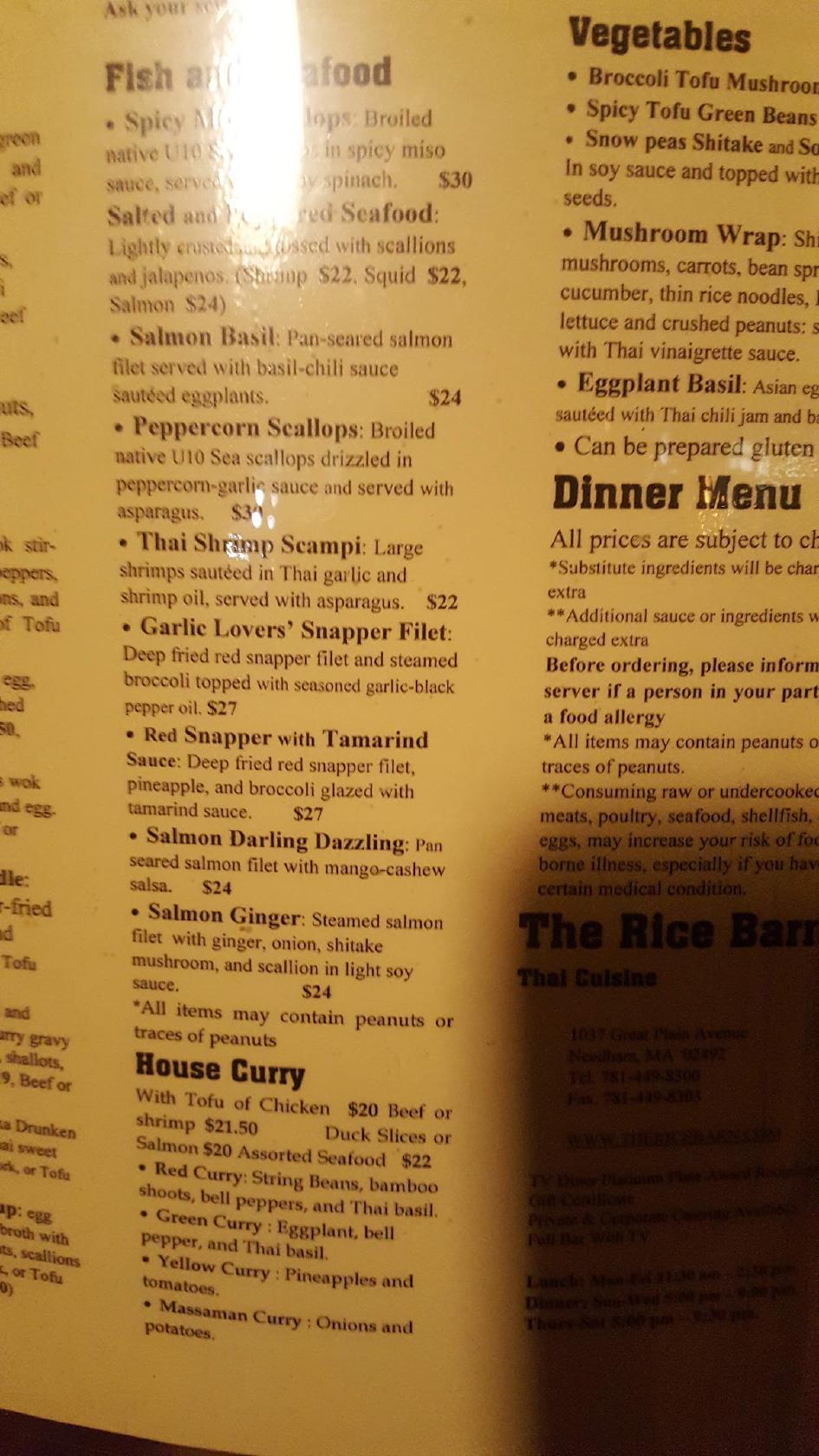 Carta de The Rice Barn, Needham