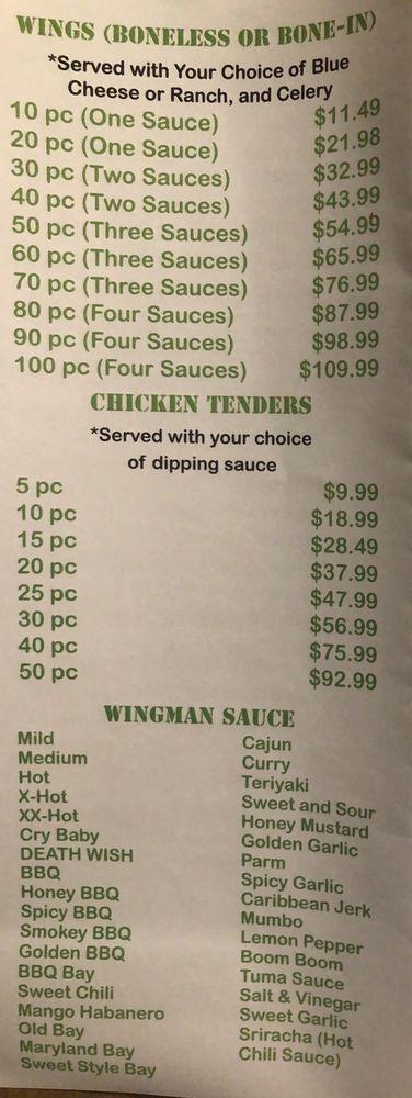 Menu at Wingman pub & bar, Pasadena