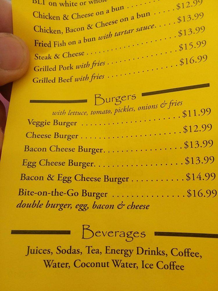 Menu at Bite on the Go restaurant, Falmouth