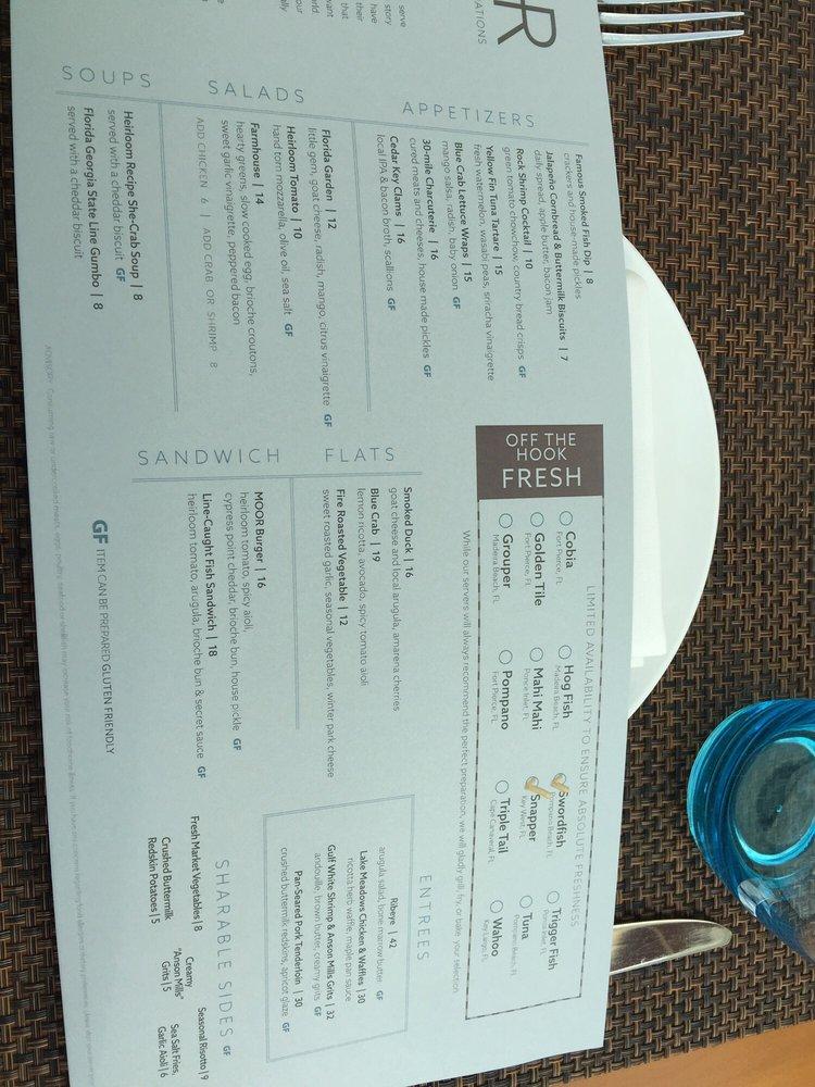 Menu at MOOR restaurant, Kissimmee