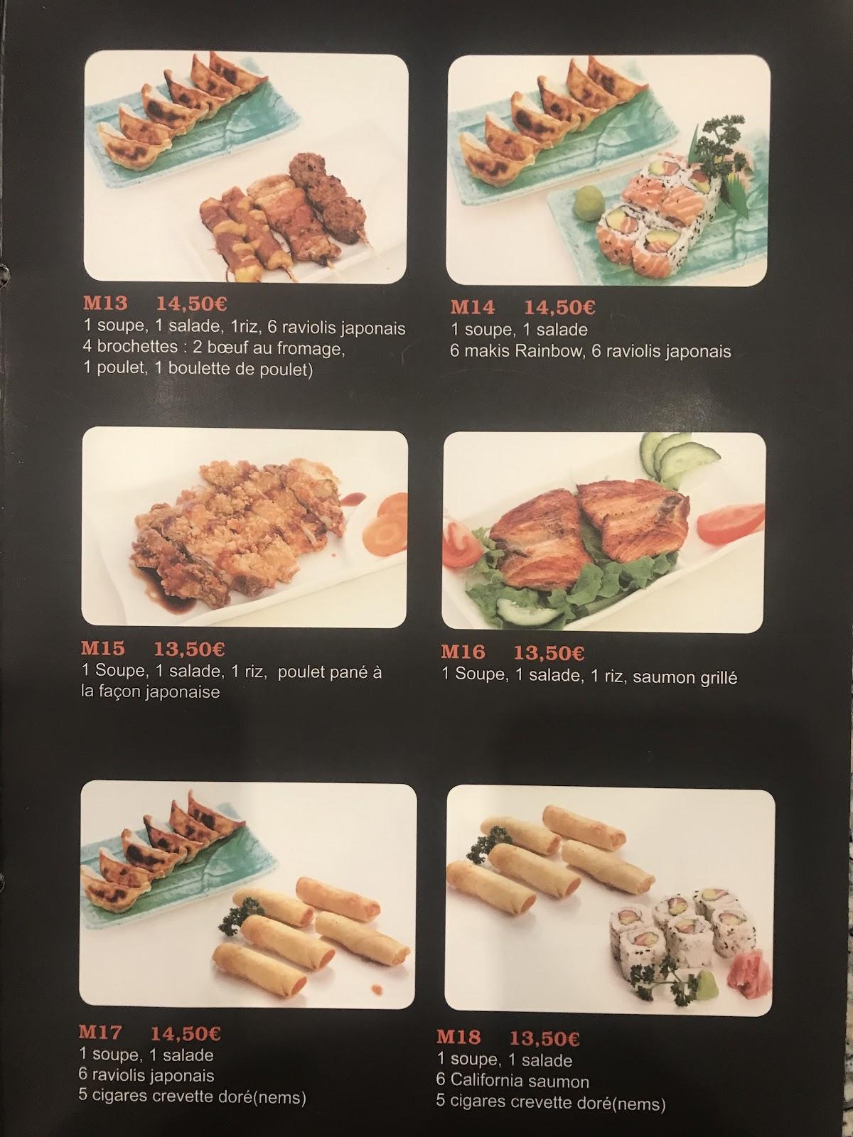 Menu au Yooki Ginko restaurant, Paris