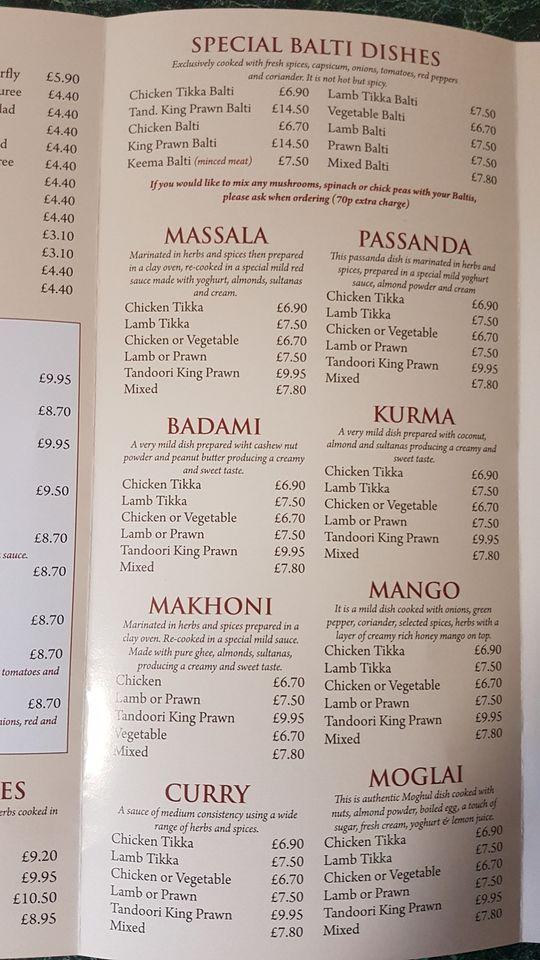 Menu at The Winning Post & Paragon's Curry and Grill pub & bar, Tamworth