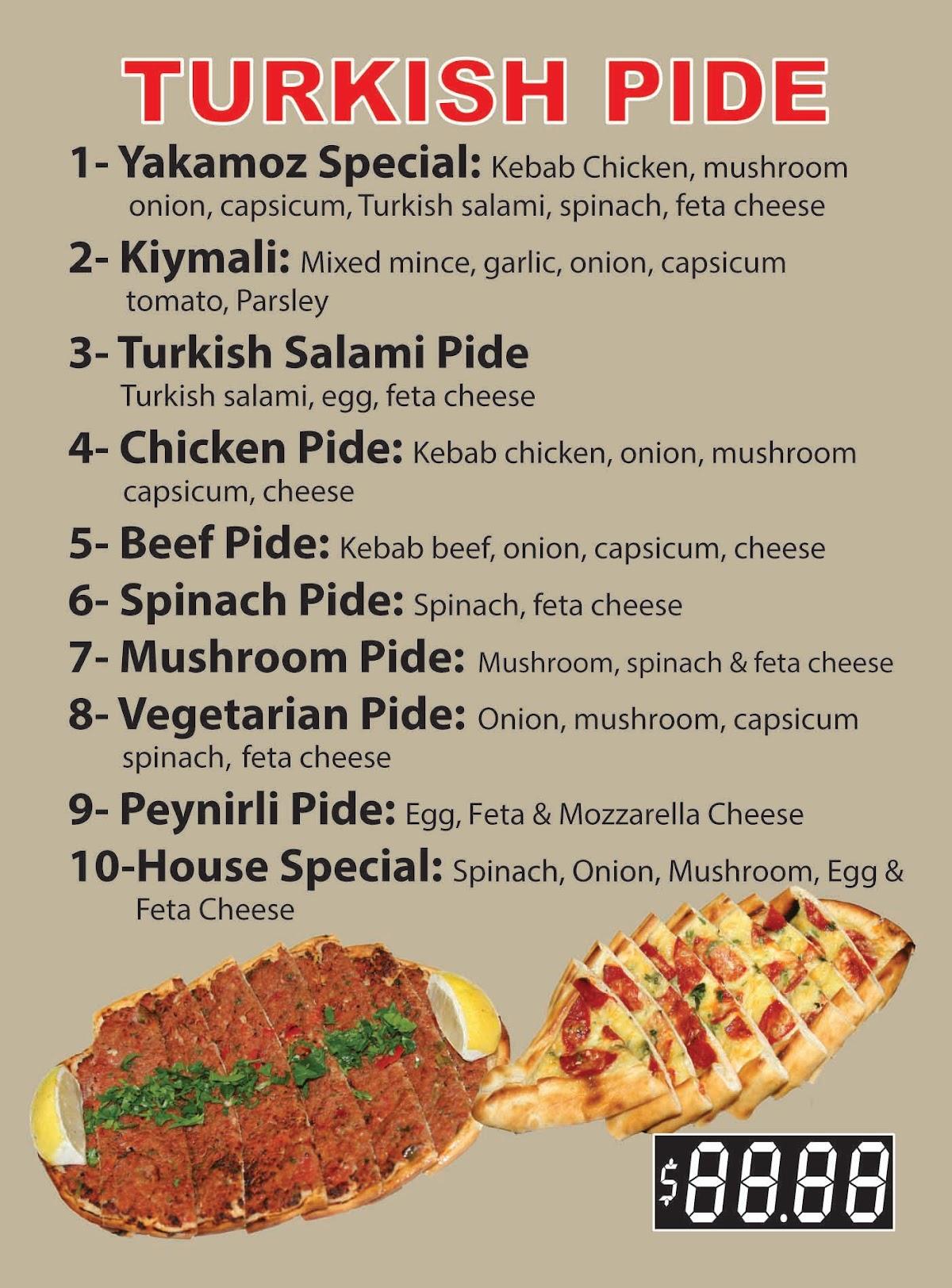 Menu at Yakamoz Turkish Cuisine restaurant, Mittagong
