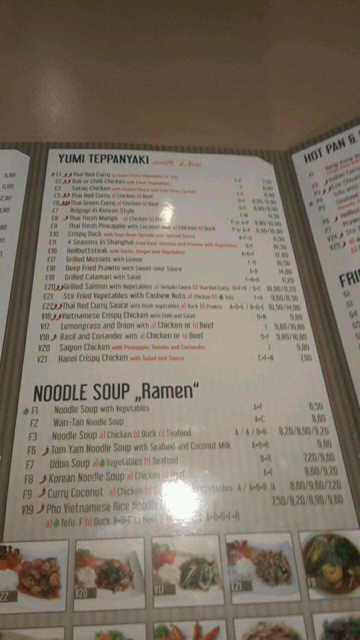 Menu at Yumi Dim Sum Teppanyaki restaurant, Vienna