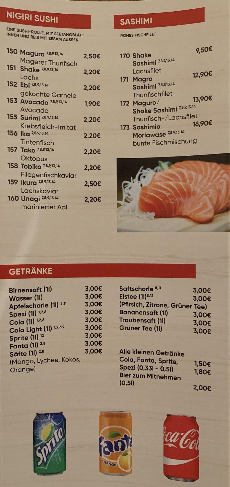 Speisekarte von Asia Hong Sushi Bar, Hengersberg