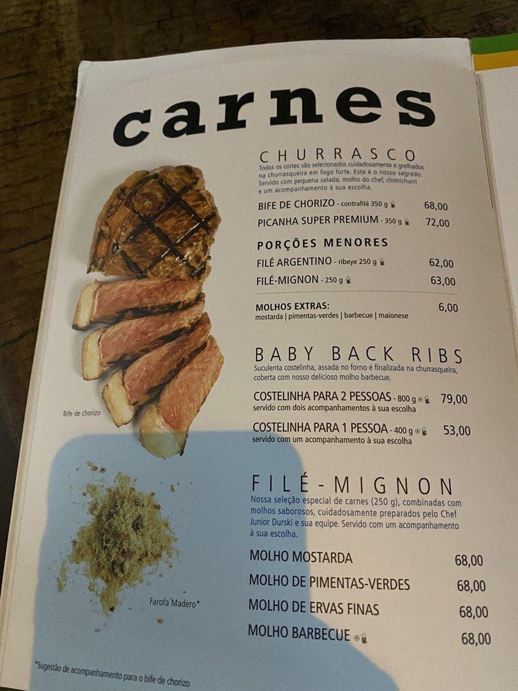 Menu at Madero Steak House cafe, Balneário Camboriú, Av. Atlântica