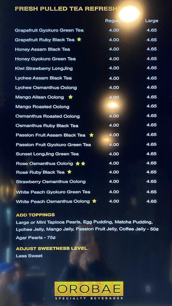 Menu at OROBAE restaurant, Irvine