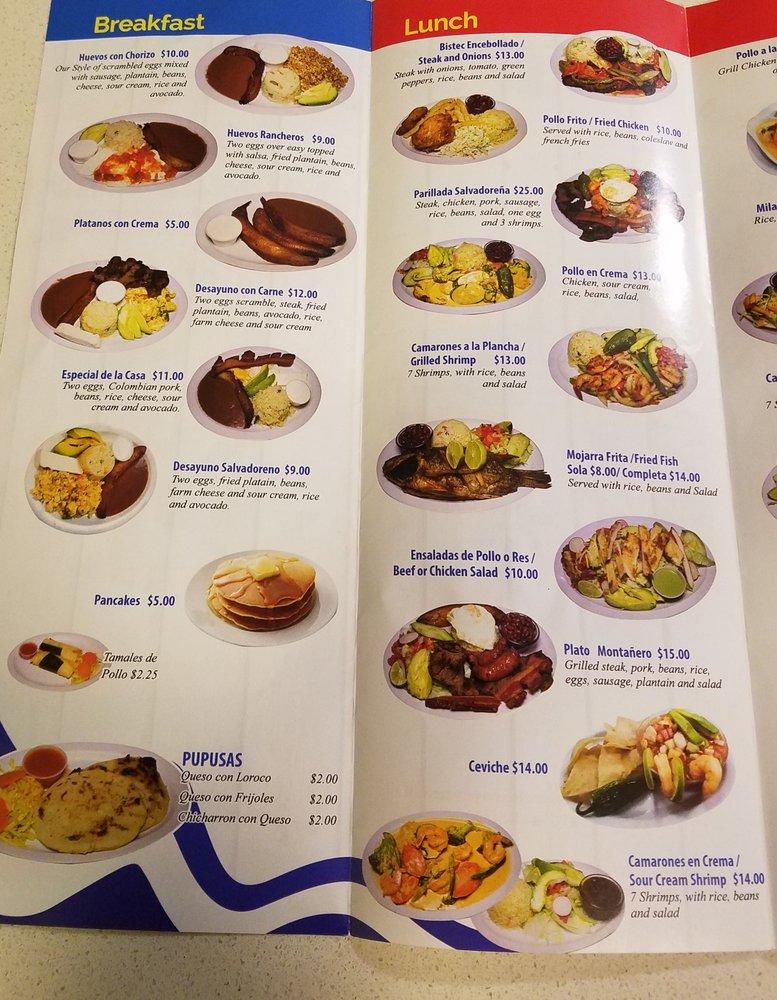Menu at Sabor salvadoreño restaurant, Chelsea, 700 Broadway