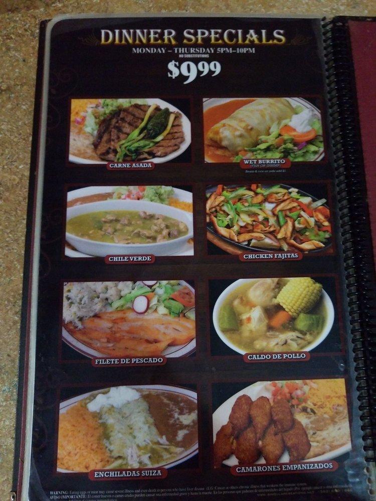 Menu at Taco Giro Mexican Grill restaurant, Sierra Vista