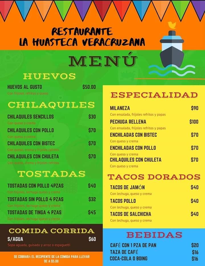 Carta del restaurante Taqueria "La Huasteca Veracruzana", Chignahuapan