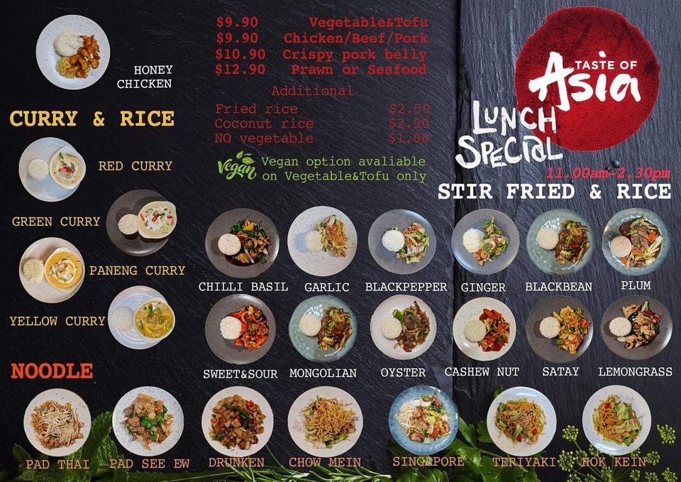 Menu at Taste of Asia Shellharbour restaurant, Shellharbour