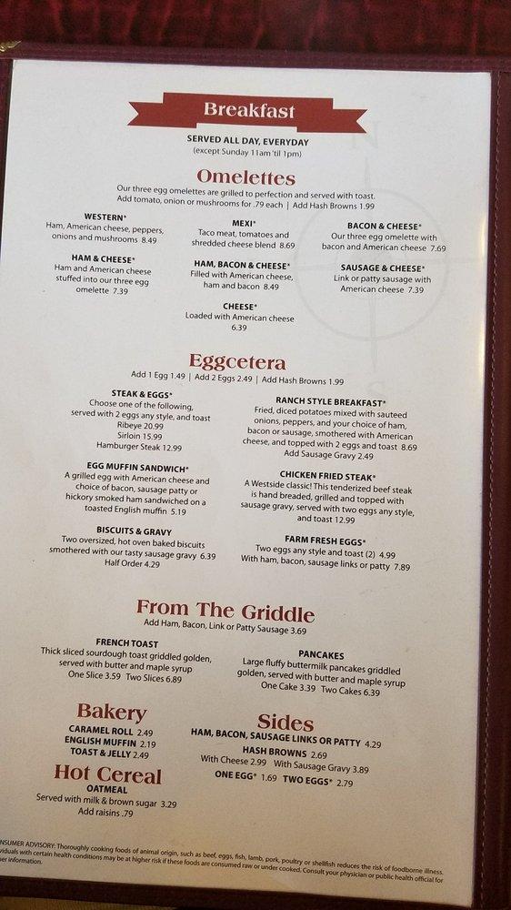 Menu at Westside Restaurant, O'Neill, US-20