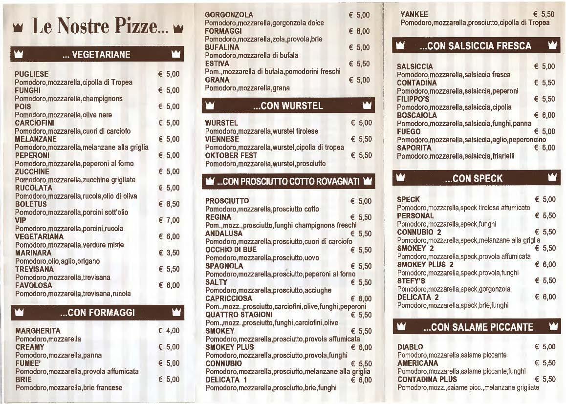 Menu da Il Regno della Pizza ristorante, Rho