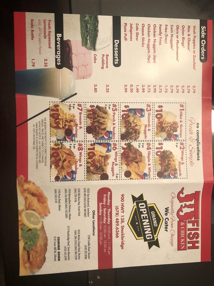 Menu at JJ Fish & Chicken restaurant, Stockbridge