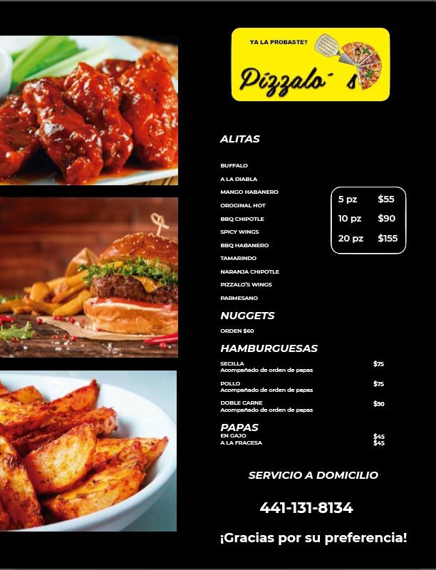 Menu at PIZZALO´S restaurant, Jalpan de Serra