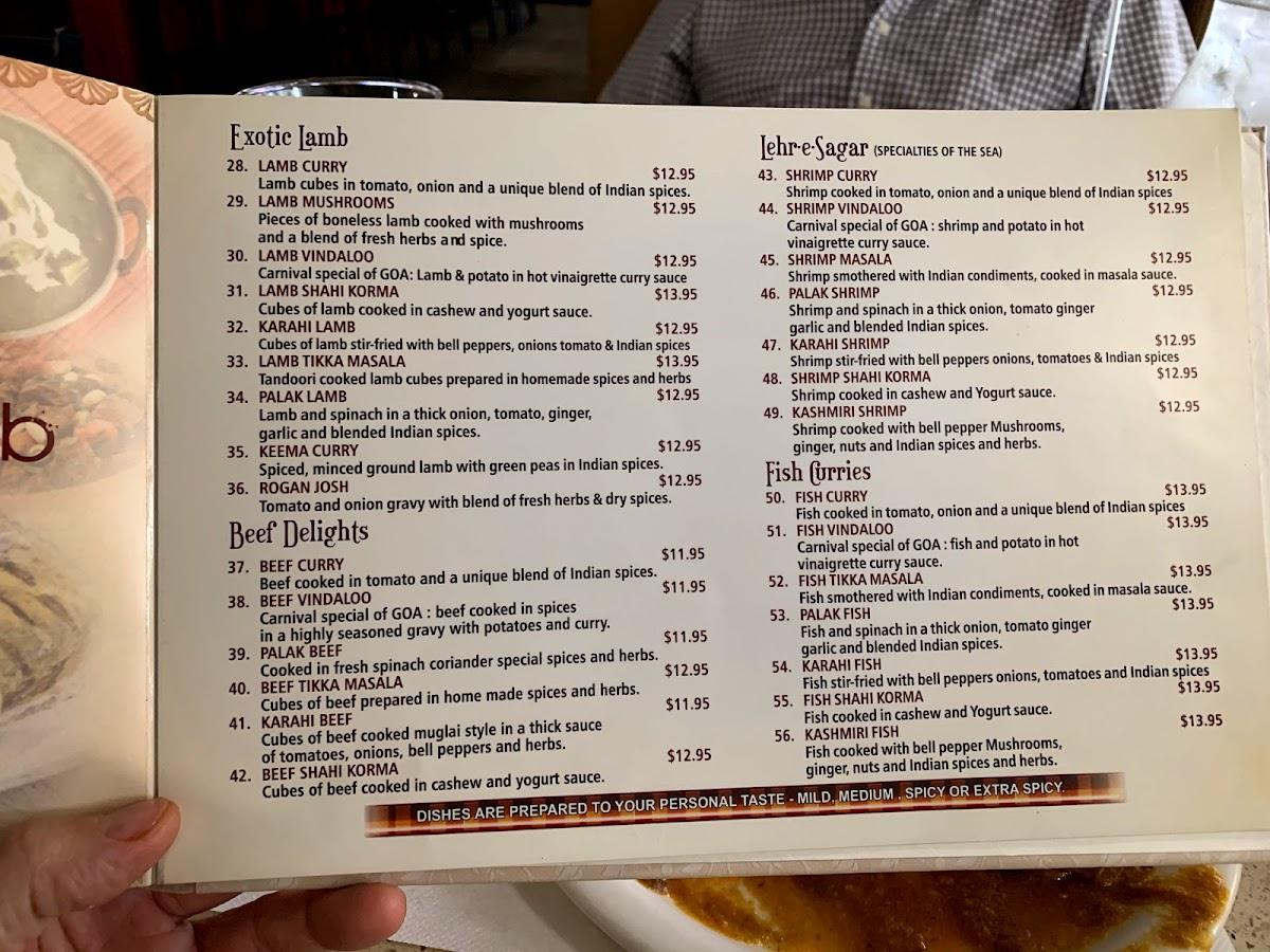 Menu at Sher-e-Punjab restaurant, Tucson, 853 E Grant Rd