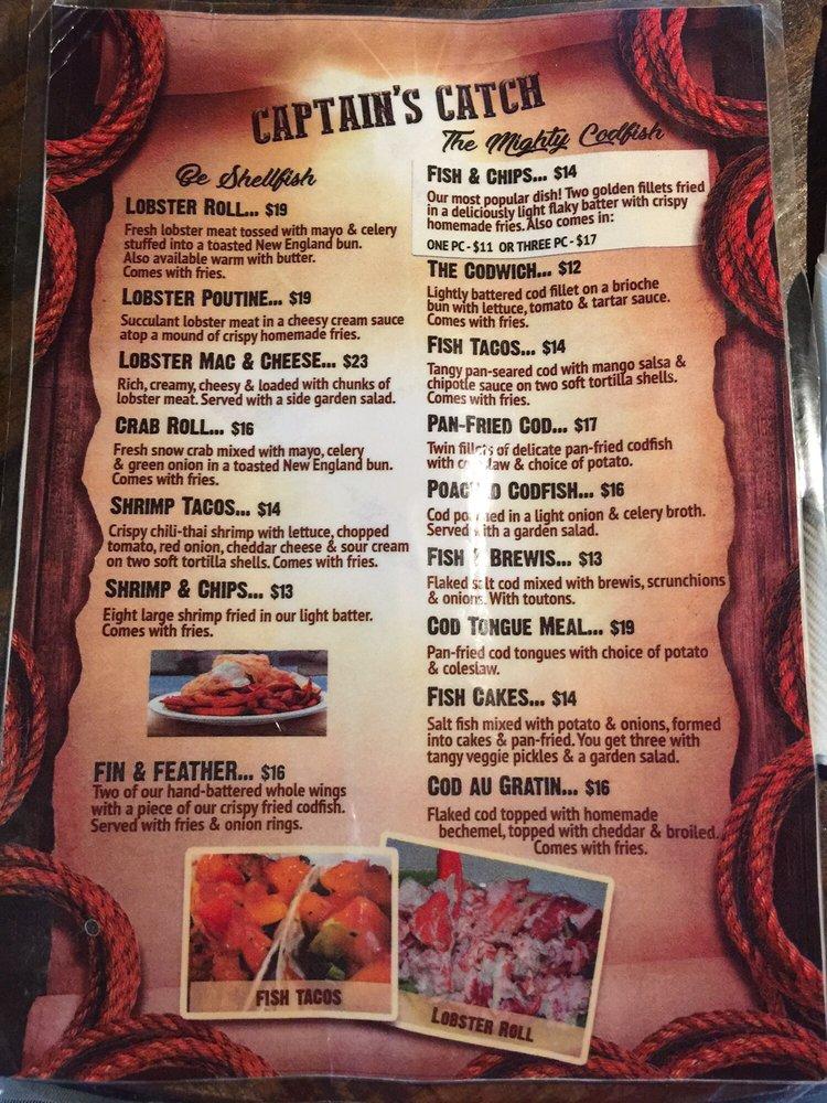 Menu at Chafe's Landing Restaurant, Petty Harbour-Maddox Cove