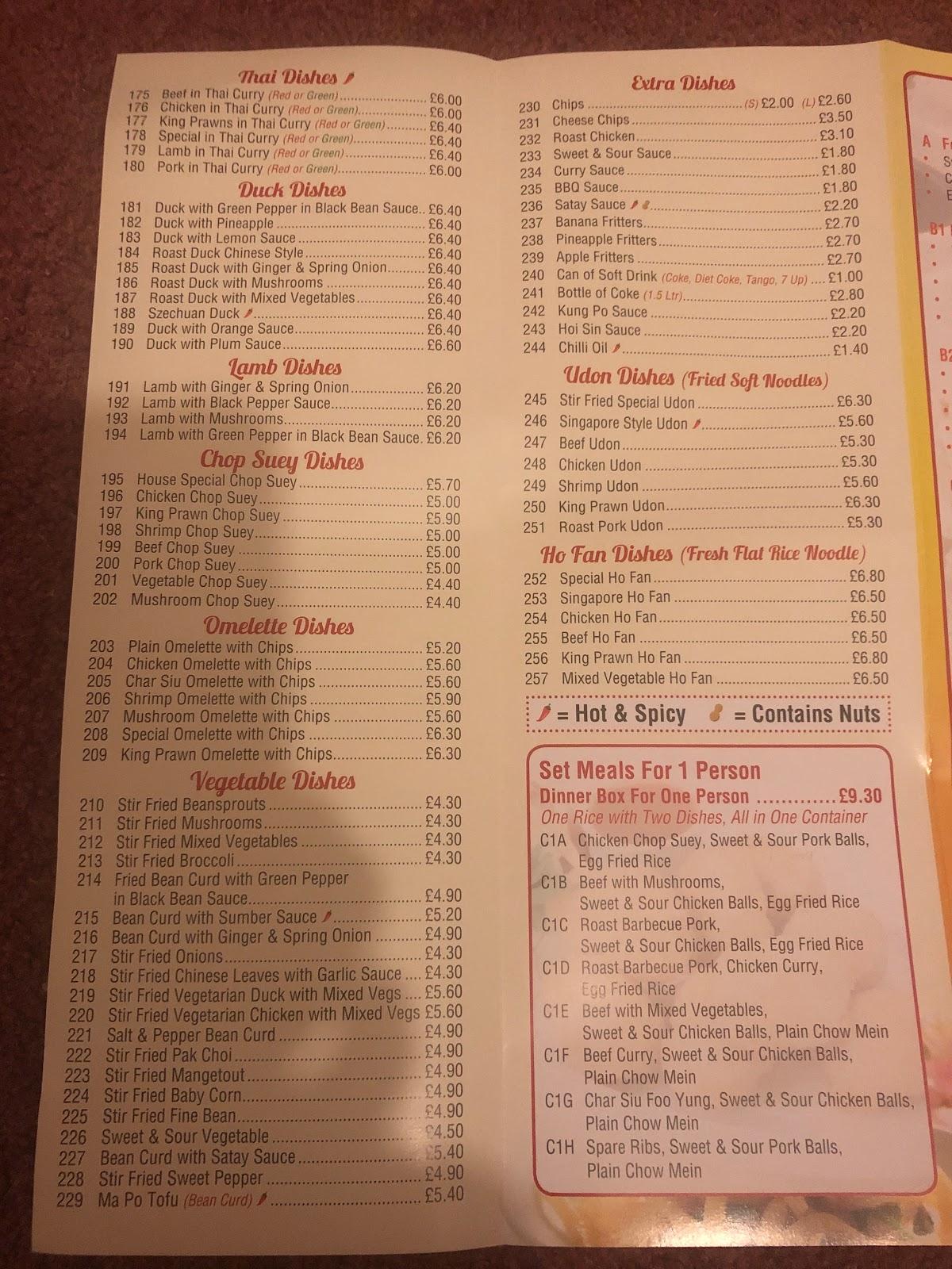 Menu at Hanwah Chinese Takeaway fast food, Maidenhead