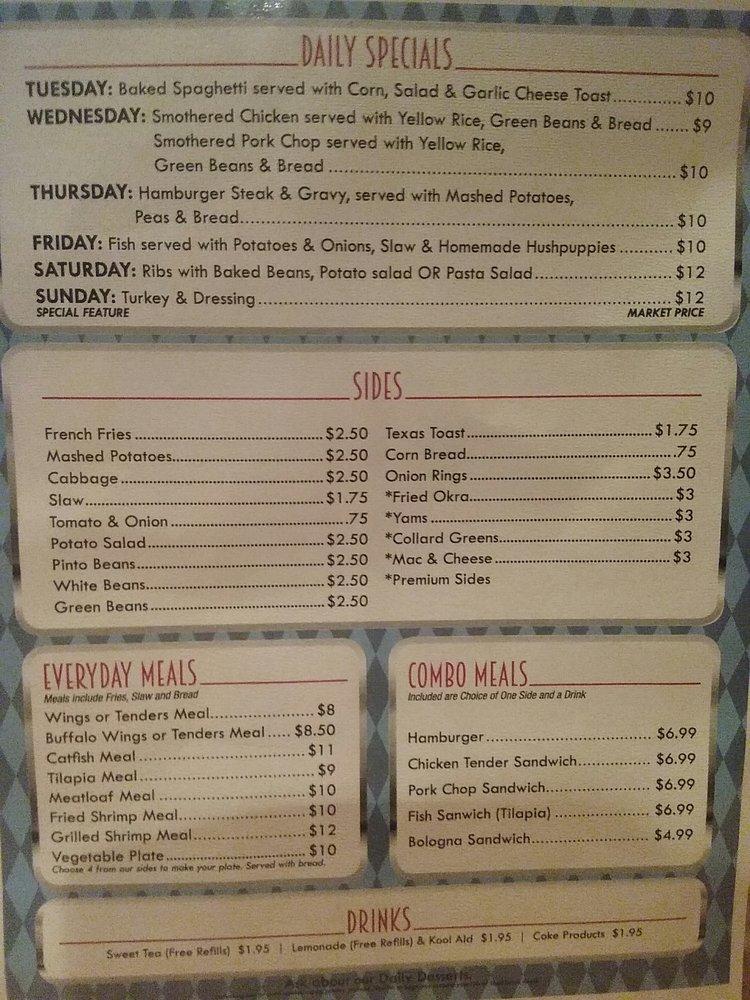 Menu at Jackie's Dream restaurant, Knoxville, E Woodland Ave
