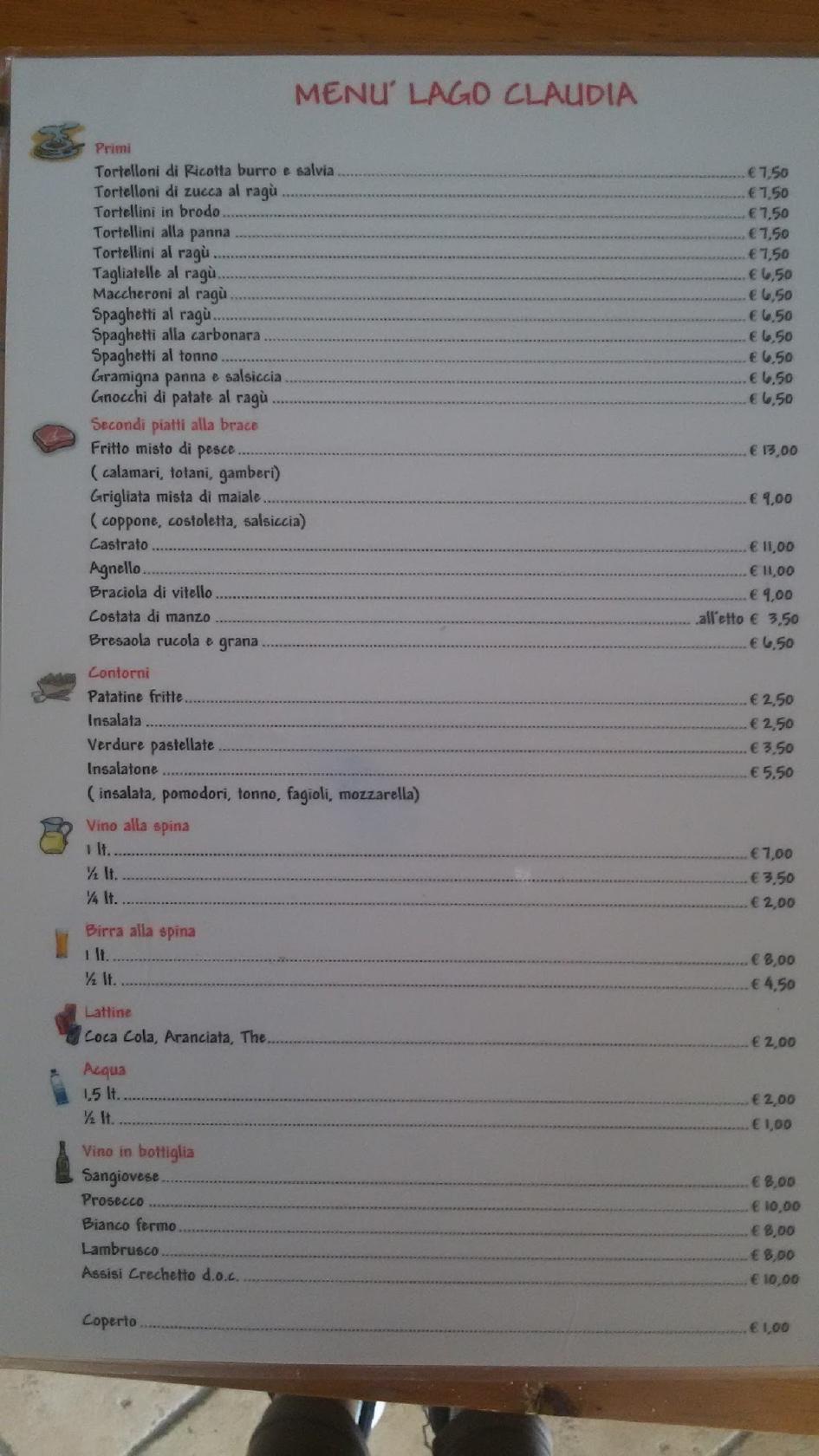 Menu da LAGO CLAUDIA Bar Ristorante Pesca Sportiva, Cento