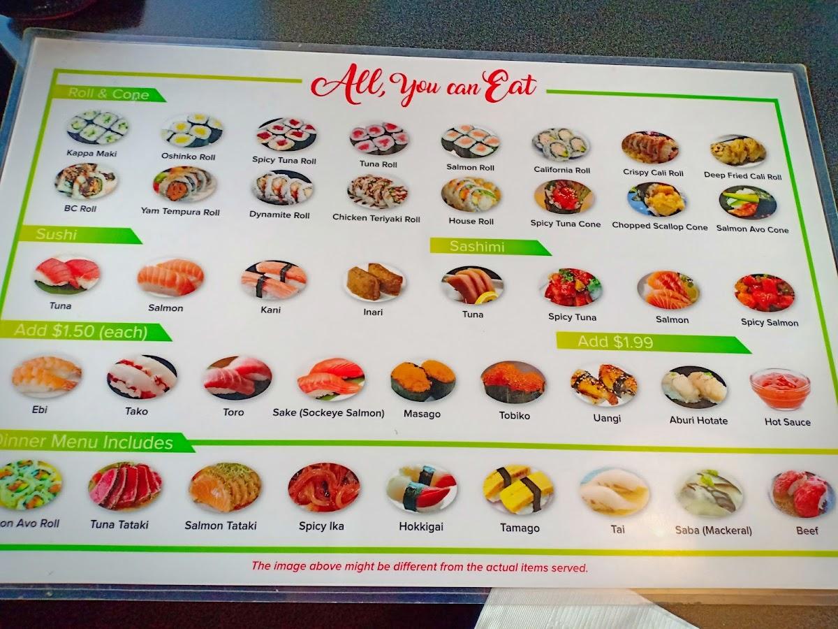 Menu at Midori Japanese Restaurant, Abbotsford