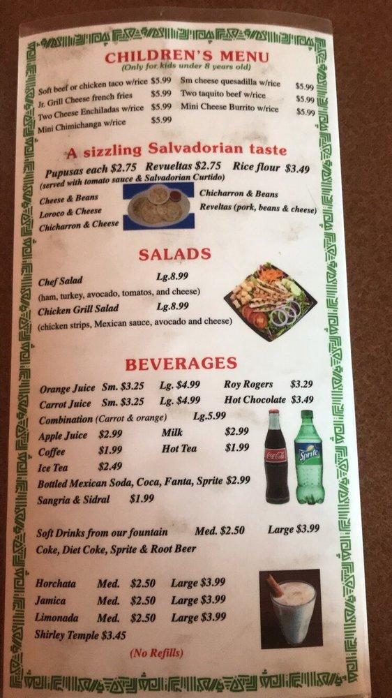 Menu at Tala's Restaurant, Lomita