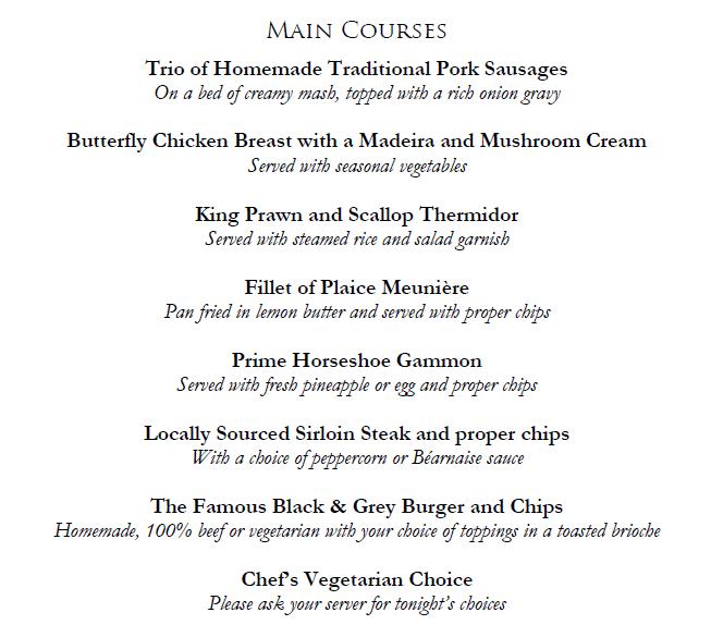 Menu at The Black & Grey Morpeth pub & bar, Morpeth