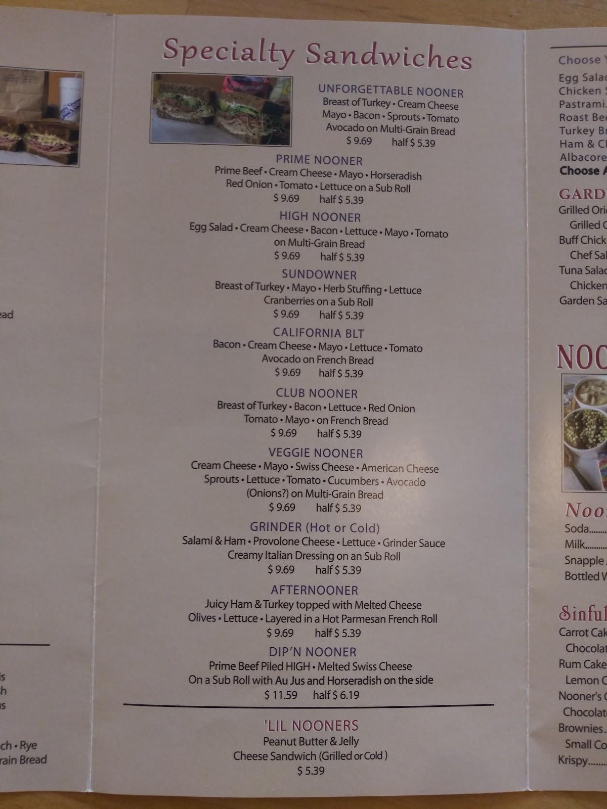 Menu at The High Nooner restaurant, Spokane, 237 W Riverside Ave