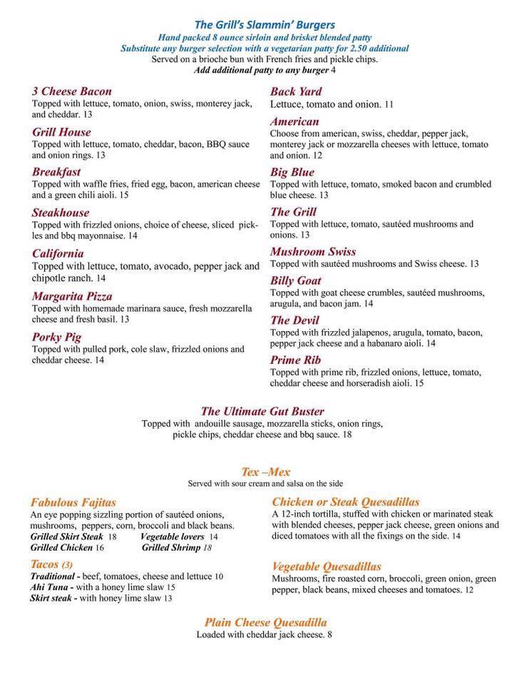 Menu at The Grill pub & bar, Matamoras