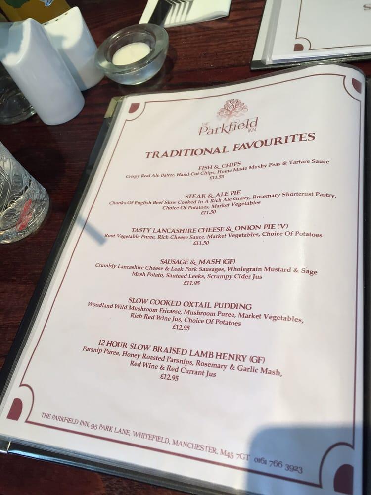 Menu at The Parkfield Inn pub & bar, Whitefield