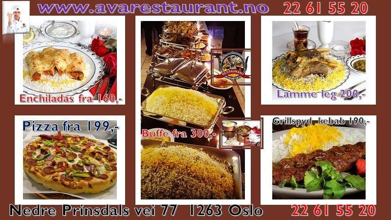 Menu at Ava Restaurant - Persisk mat - Bar - pizza, Oslo