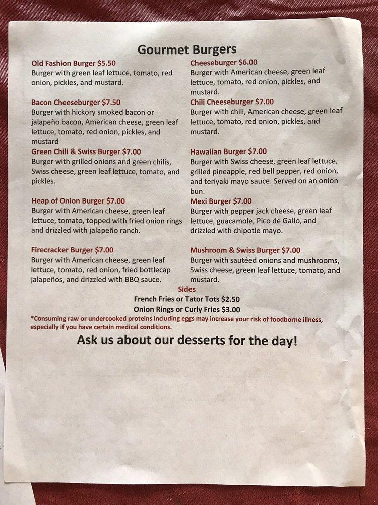Menu at Bison Cafe, Quitaque