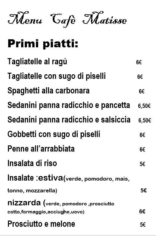 Menu da Cafè Matisse pub & bar, Forli