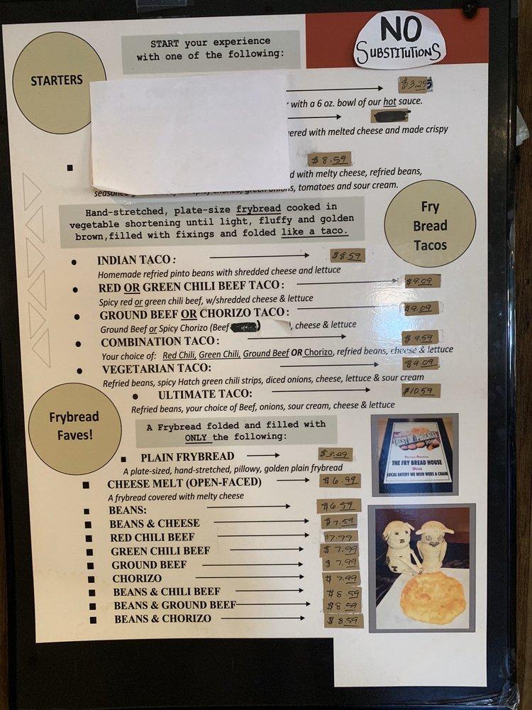 Menu at Fry Bread House restaurant, Phoenix, N 7th Ave