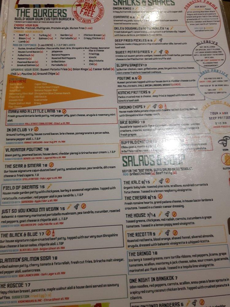Menu at Ground Burger Bar, Newmarket