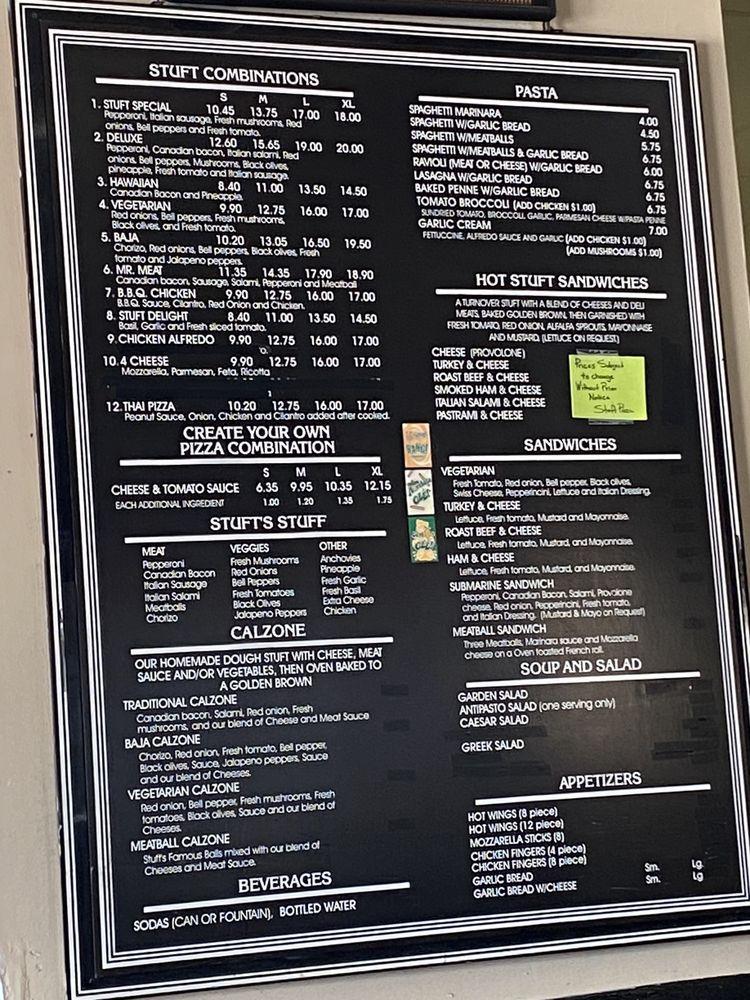 Menu at Stuft pizza pizzeria, El Segundo
