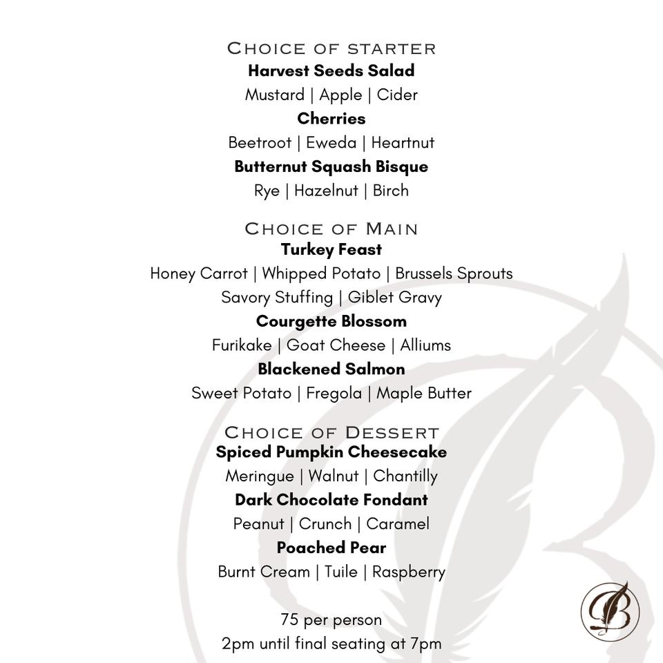 Menu at The Bruce Hotel restaurant, Stratford