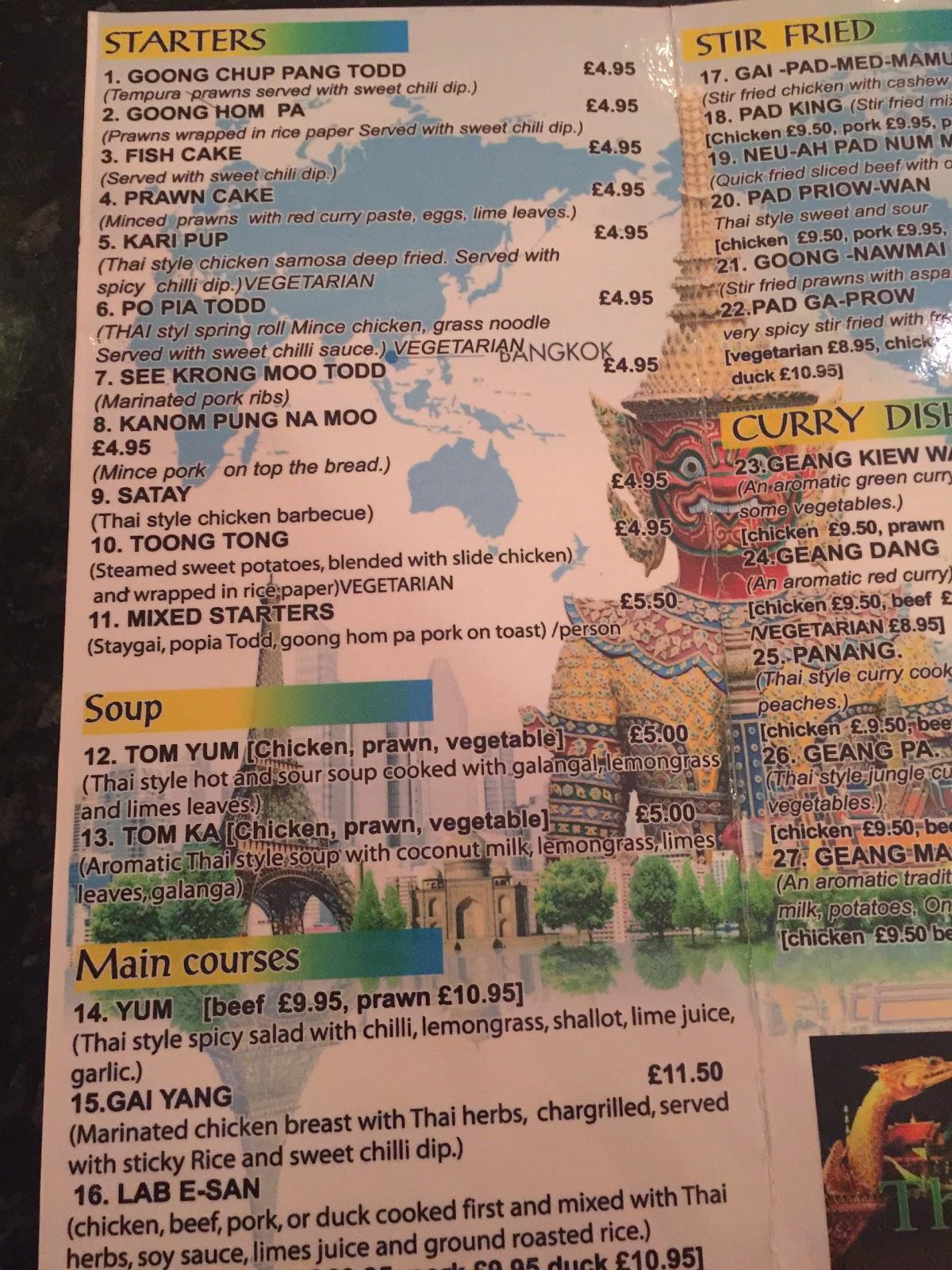 Menu at The Thai Esan restaurant, Crieff