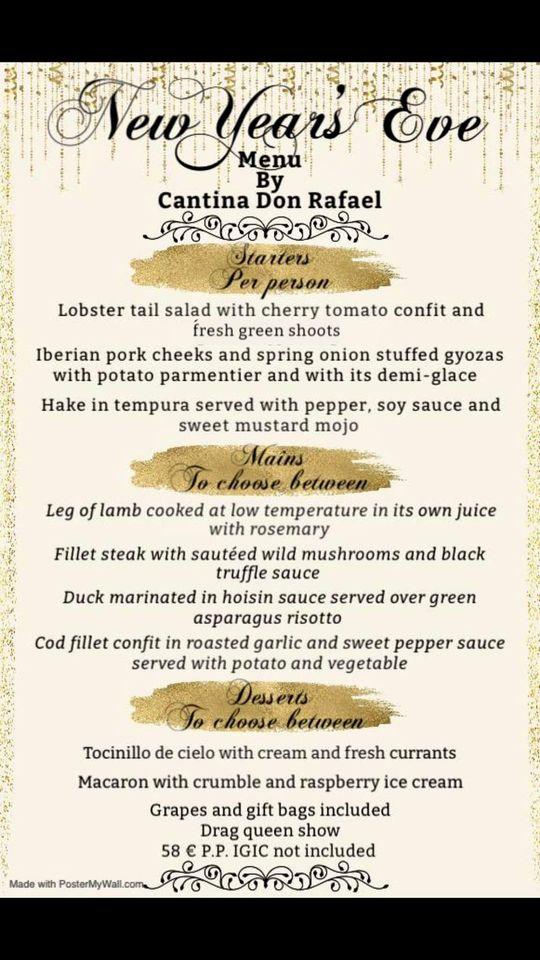 Menu at CANTINA DON RAFAEL restaurant, Puerto del Carmen, Av. de las Playas