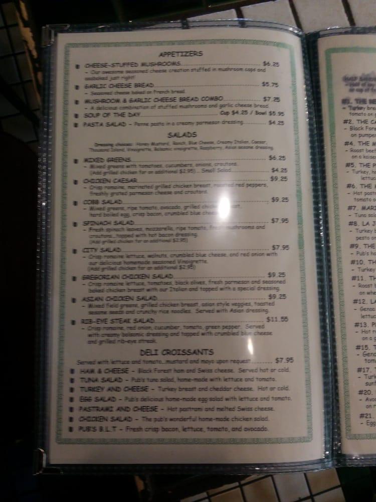 Menu at Coffee Pub, Las Vegas