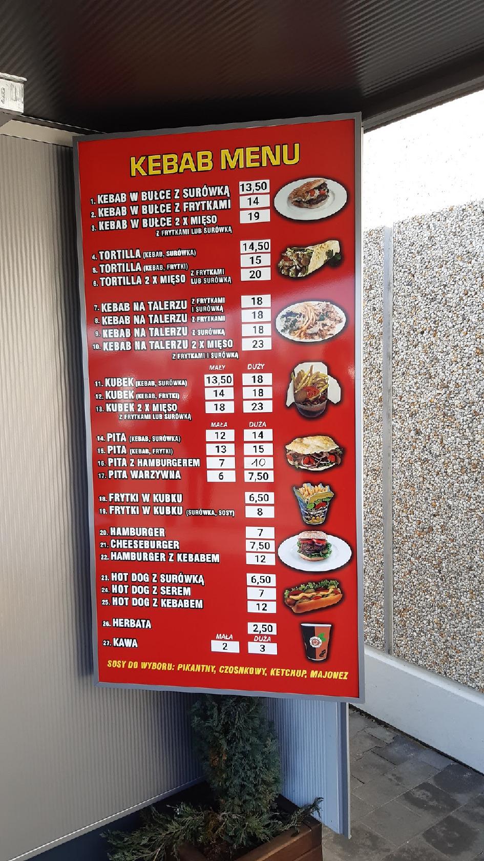 Menu at DONER KEBAB restaurant, Kalisz