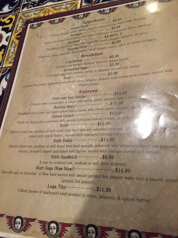 Menu at Gojo | Ethiopian Restaurant, Richardson