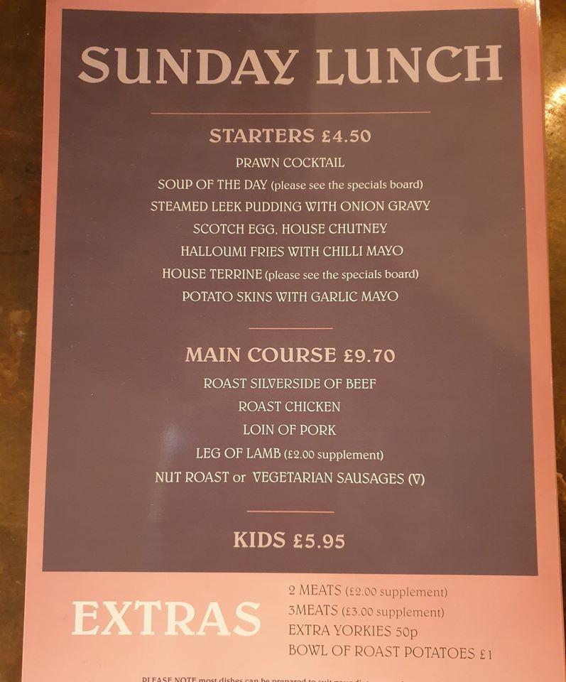 Menu at Hanover Place pub & bar, Sunderland